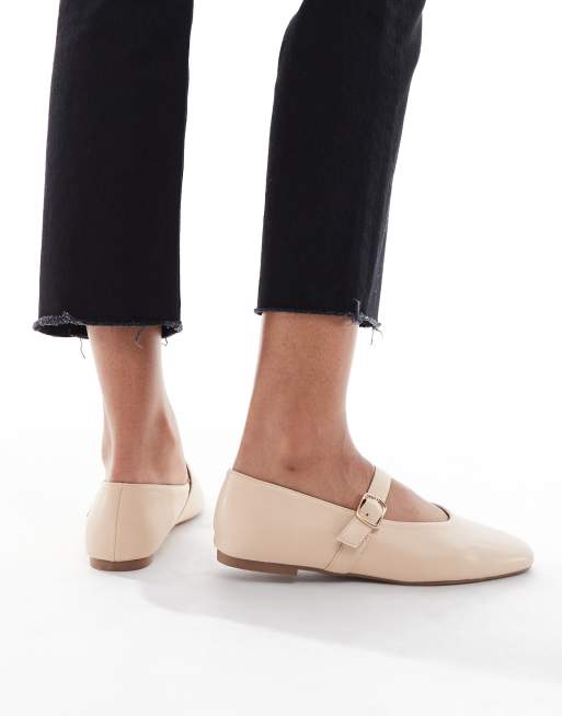 SEQWL Iris high vamp ballet flats in cream | ASOS