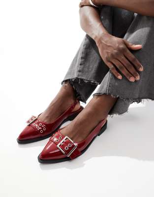 SEQWL - Vardy - Sandales à bride arrière avec boucle - Rouge | ASOS