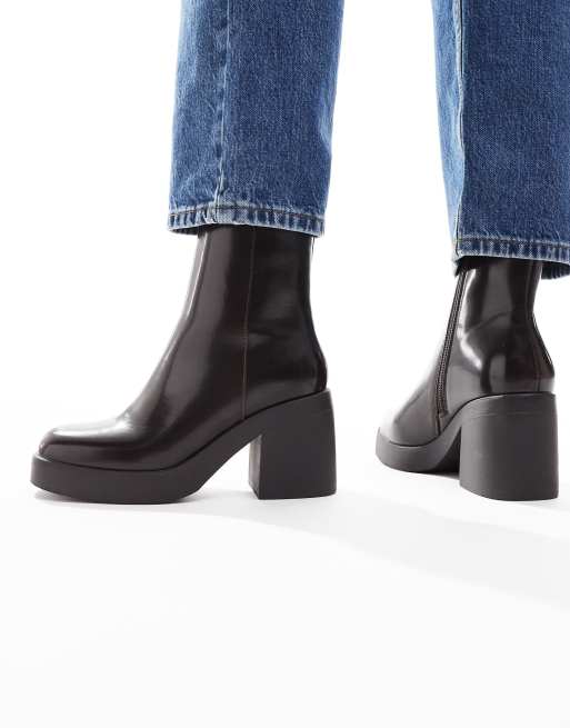 SEQWL Wide Fit Audi chunky ankle boots in brown | ASOS
