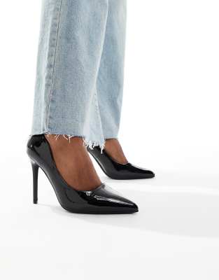 SEQWL Wide Fit - Hamilton - Sorte pumps med lak-finish | ASOS
