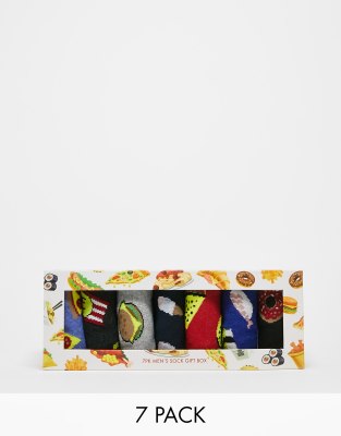 Seven Days 7 pack fast food print socks gift box | ASOS
