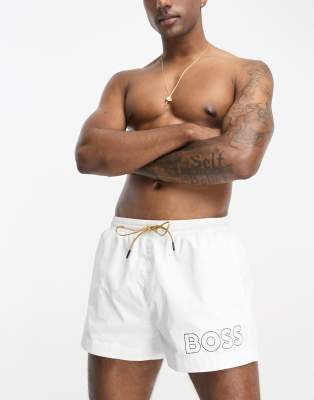 Shorts de baño blancos Mooneye de BOSS | ASOS