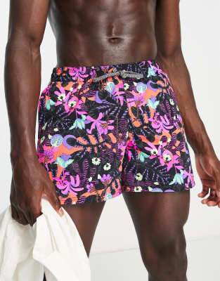 Shorts de baño de 5" rosa oscuro con estampado tropical Icon de Nike ...