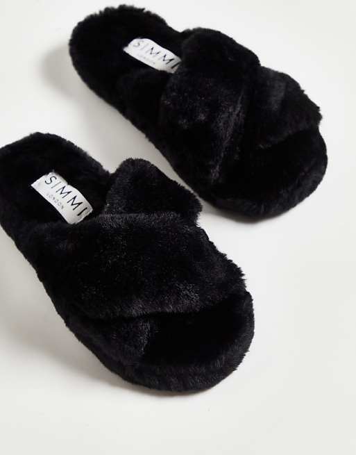 Simmi London - Alice - Chaussons duveteux - Noir | ASOS Simmi London - Alice - Chaussons duveteux - Noir | ASOS