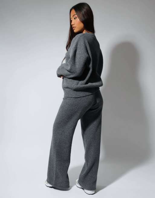 Simmi London Faye soft touch oversized crewneck in dark grey | ASOS