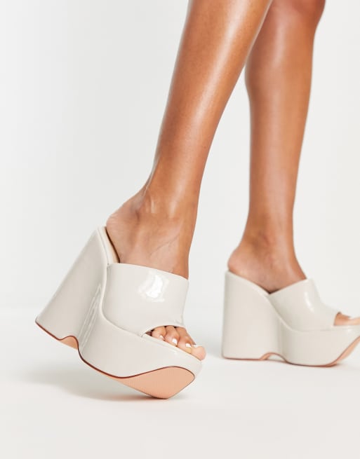 Simmi patent platform mules in stone | ASOS