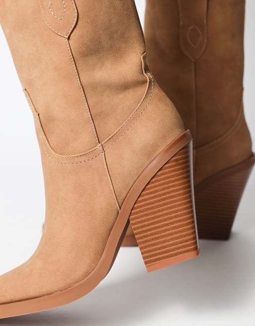 SIMMI Shoes Mercy western heeled boots in camel suede | ASOS