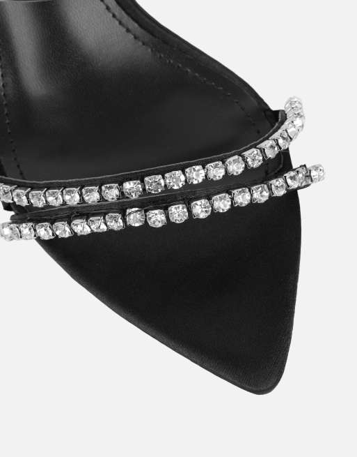 SIMMI Shoes Tisha diamante mules in black satin | ASOS
