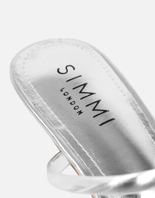 SIMMI Shoes Tisha diamante mules in silver metallic | ASOS