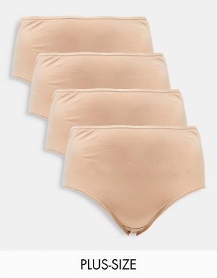 Simply be 4 pack full fit briefs in neutral | ASOS