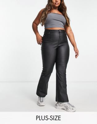 Simply Be coated flared jean in black | ASOS