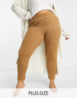 Simply Be fluffy leggings in tan - part of a set | ASOS