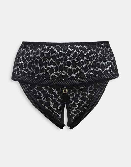 Simply Be open back thong in black | ASOS