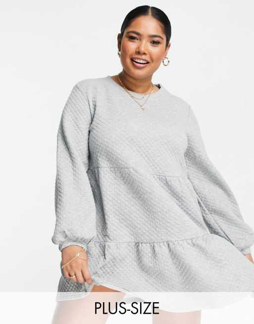 Simply Be quilted smock dress in grey | ASOS
