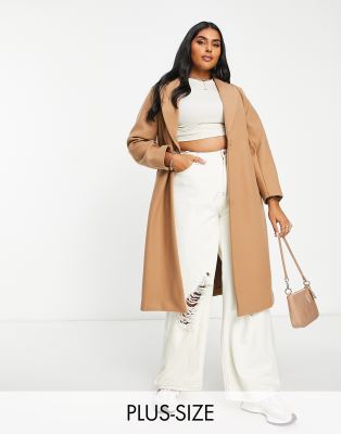 Simply Be single breasted formal coat in camel | ASOS