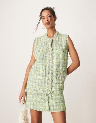 Sister Jane beaded tweed jacket co-ord in green | ASOS