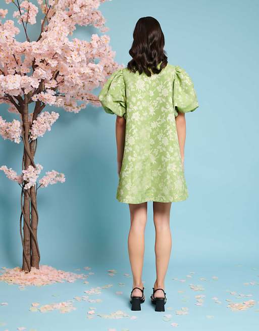 Sister Jane bow jacquard mini dress in green | ASOS Sister Jane bow jacquard mini dress in green | ASOS