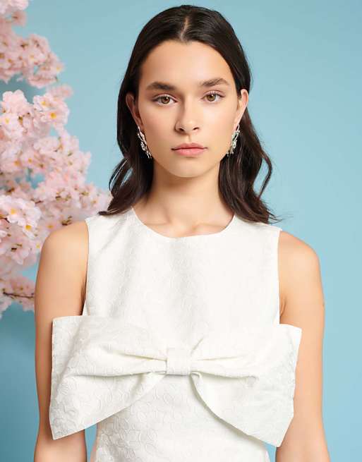 Sister Jane bow jacquard mini dress in ivory | ASOS Sister Jane bow jacquard mini dress in ivory | ASOS