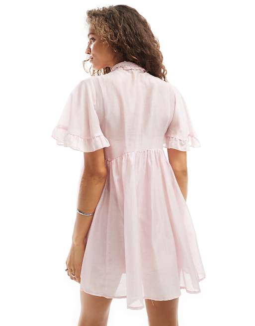 Sister Jane bow ruffle mini dress in pink | ASOS Sister Jane bow ruffle mini dress in pink | ASOS