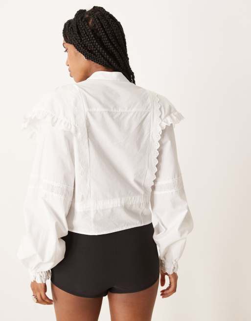 Sister Jane Sweet Pea ruffle blouse in white | ASOS
