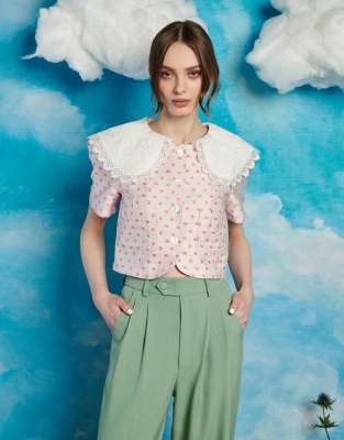 Sister Jane - Top à imprimé cœurs avec col - Rose | ASOS