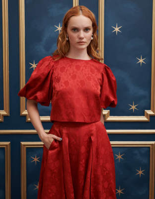 Sister Jane - Top van jacquard in rood, deel van co-ord set | ASOS