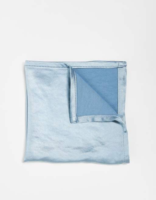 Six Stories satin pocket square in dusty blue | ASOS
