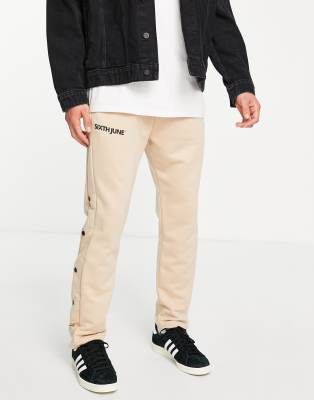 Sixth June 90s popper trackies in beige | ASOS