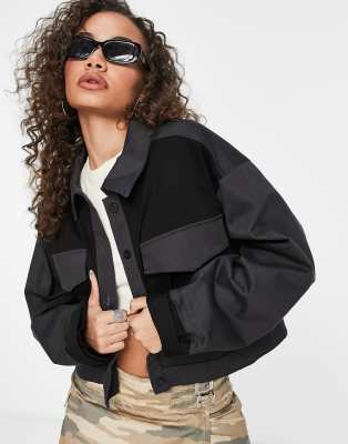 Sixth June boxy fit cropped denim jacket in black | ASOS