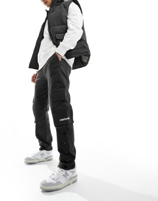 Sixth June twill popper cargo pants in black | ASOS