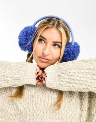 Skinnydip borg fluffy ear muffs in cobalt blue | ASOS