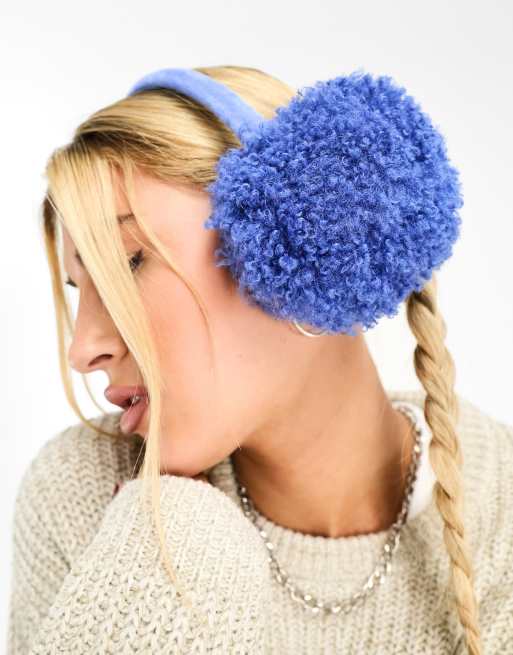 Skinnydip borg fluffy ear muffs in cobalt blue | ASOS