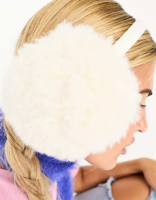 Skinnydip borg fluffy ear muffs in cream | ASOS