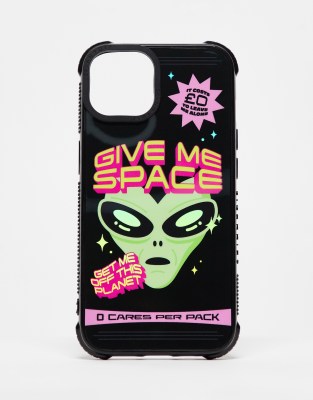 Skinnydip Give Me Space slogan iphone case in black | ASOS