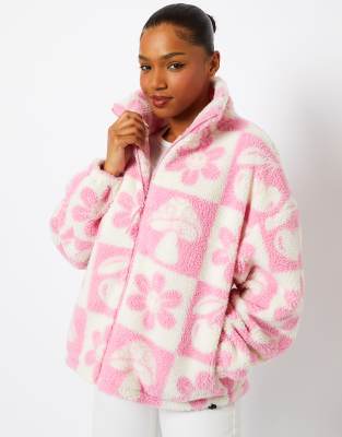 Skinnydip london checker icon borg fleece in pink in pink | ASOS