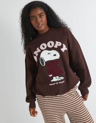 Skinnydip london snoopy wrap up warm sweatshirt in brown | ASOS
