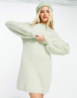 Skylar Rose Balloon Sleeve Sweater Dress In Sage Green | ModeSens
