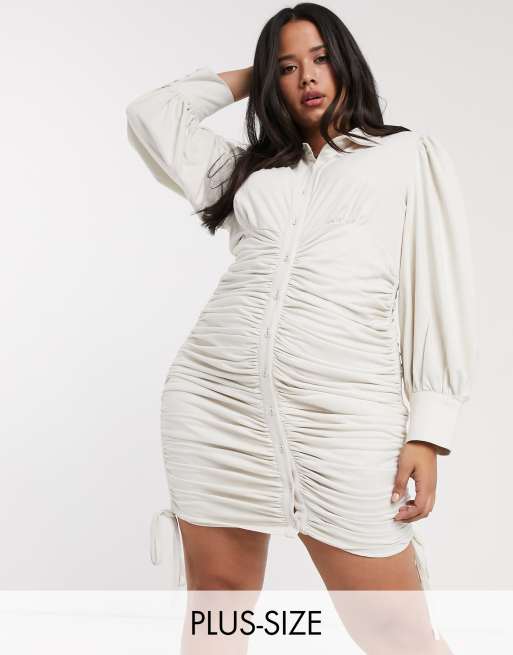 Skylar Rose Plus mini shirt dress with ruched skirt | ASOS