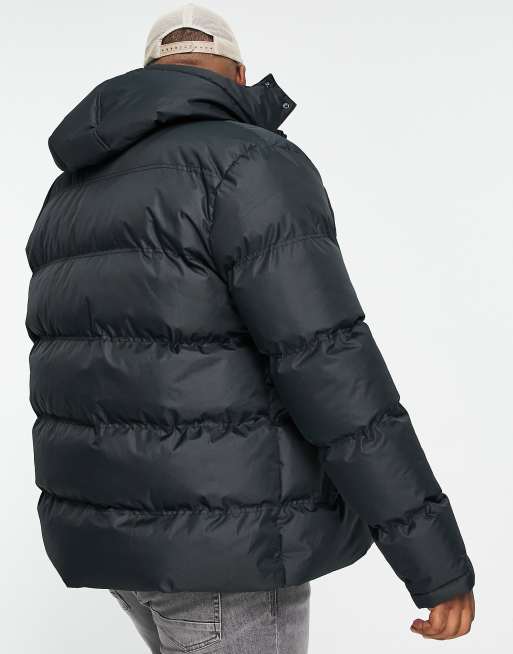 Soul Star Plus puffer jacket with hood in black | ASOS