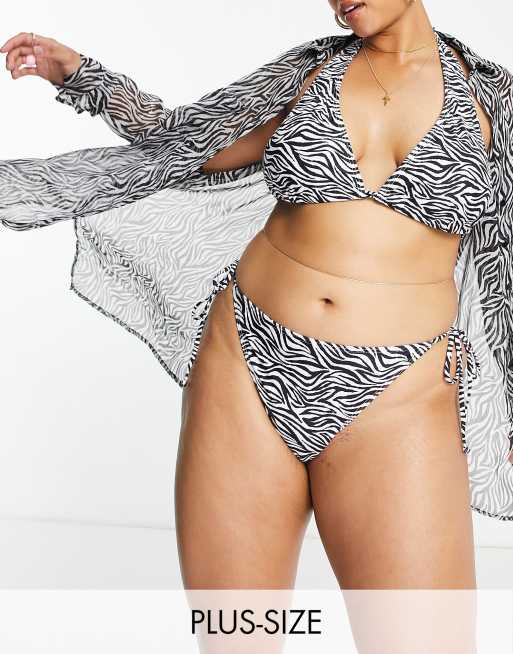 South Beach Curve – Exclusive – Seitlich gebundene Bikinihose mit Zebramuster | ASOS