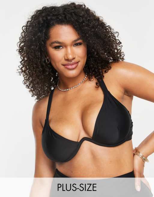 South Beach Curve Exclusive underwire bikini top in black | ASOS