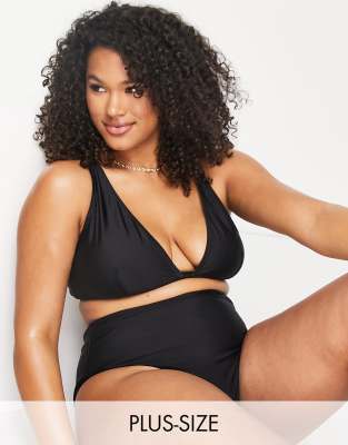 South Beach Curve – Exklusiv – Triangel-Bikinioberteil in Schwarz mit hohem Trägeransatz | ASOS