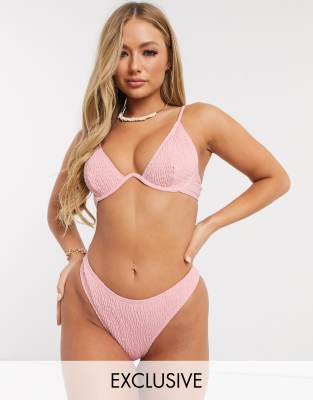 South Beach – Exklusive Bikinihose mit hohem Beinausschnitt in sommerlichem Rosa mit ...