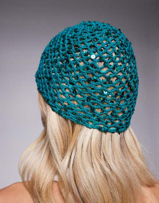 South Beach festival crochet cap in blue | ASOS