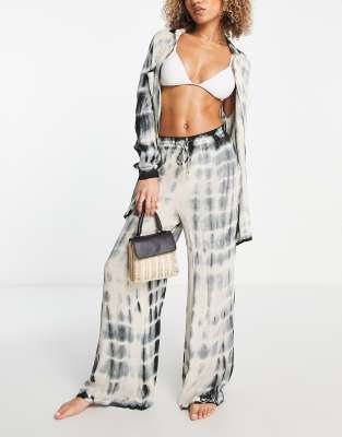 South Beach - Pantalon large effet tie-dye - Noir et blanc | ASOS