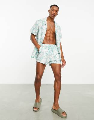 South Beach swim shorts co ord in blue floral print | ASOS