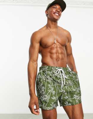 South Beach swim shorts in khaki palm print | ASOS