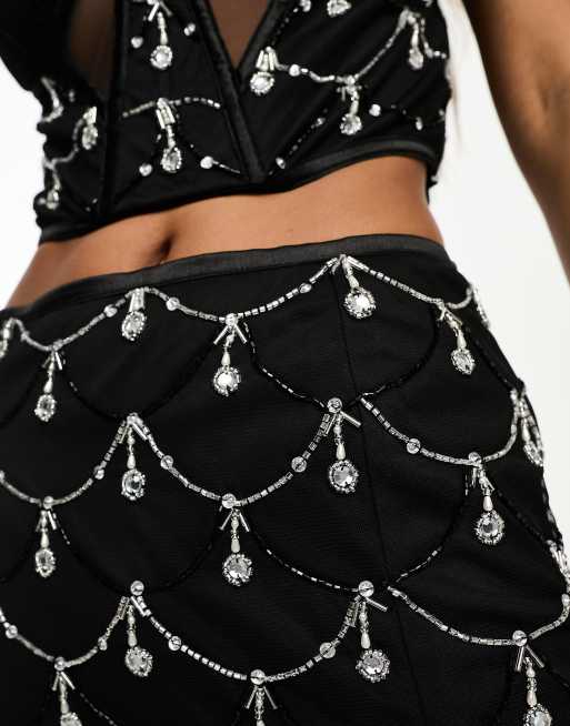 Starlet exclusive pearl embellished mini skirt in black (Part of a set ...