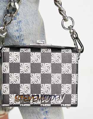 Steve Madden Bkinder crossbody box bag in logo checkerboard | ASOS