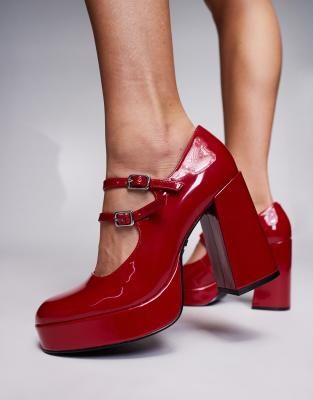 Steve Madden - Cabernet - Babies à talon et semelle plateforme - Rouge ...